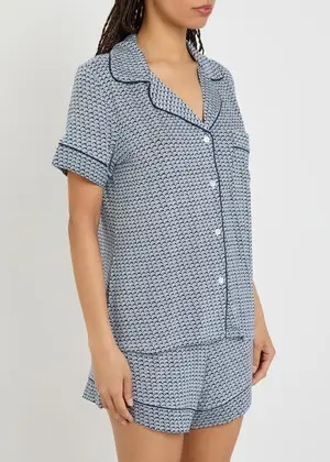 Eberjey Gisele Printed Jersey Pyjama Set - Navy