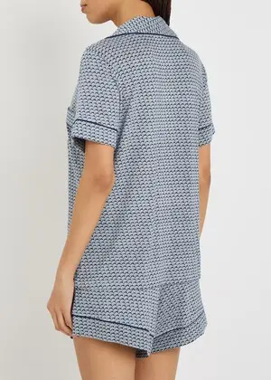 Eberjey Gisele Printed Jersey Pyjama Set - Navy