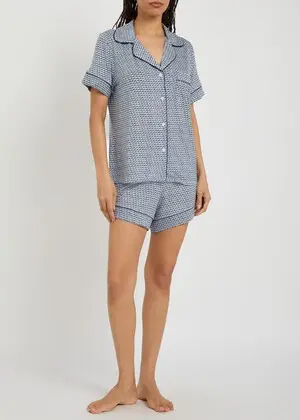 Eberjey Gisele Printed Jersey Pyjama Set - Navy