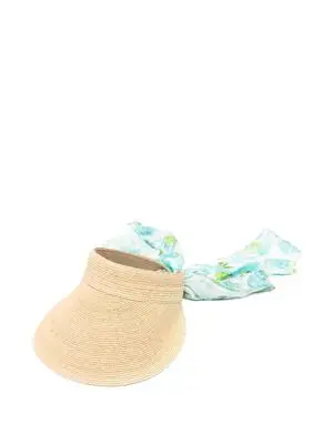 Chloé Floral-print Silk-scarf Visor - Neutrals