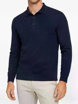 CANADIENS Long-sleeve Logo-embroidered Polo Shirt