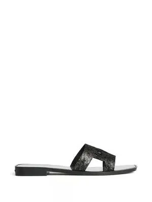 Karl Lagerfeld Glitter-effect Cut-out Slides - Black