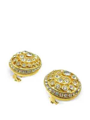 Dior 1980s -tone Crystal Swirl Clip-on Earrings