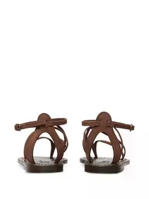 K.JACQUES Epicure Multi-strap Leather Flat Sandals - Brown