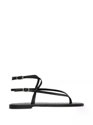 K.JACQUES Abako Crossover-strap Leather Flat Sandals - Black