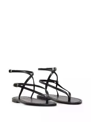 K.JACQUES Abako Crossover-strap Leather Flat Sandals - Black