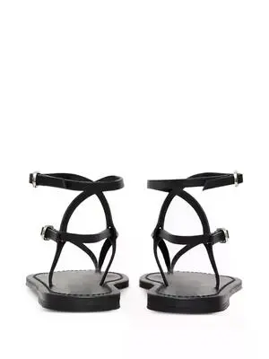 K.JACQUES Abako Crossover-strap Leather Flat Sandals - Black