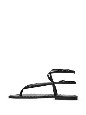 K.JACQUES Abako Crossover-strap Leather Flat Sandals - Black