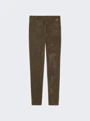 Gucci Stretch Velvet Slim Leg Pants - Brown