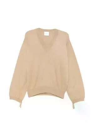 NUDE Tie-cuff V-neck Sweater - Neutrals