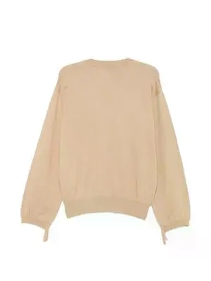 NUDE Tie-cuff V-neck Sweater - Neutrals