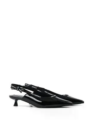 Karl Lagerfeld Patent-finish Slingback Pumps With Bow Detailing