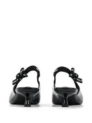 Karl Lagerfeld Patent-finish Slingback Pumps With Bow Detailing