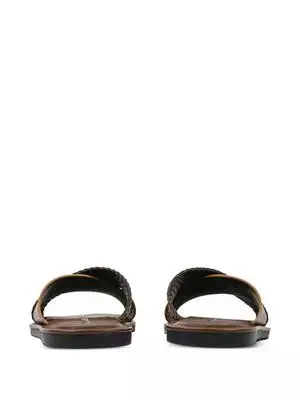 Karl Lagerfeld Woven Crossover Slides - Brown