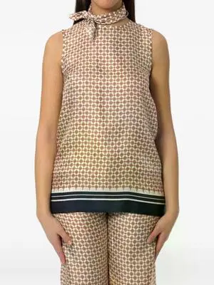 Max Mara Geometric-print Silk Top