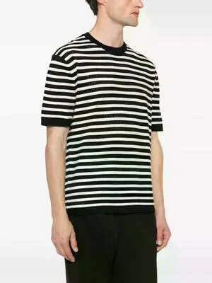 DRYKORN Stripe-pattern Pointelle-knit T-shirt