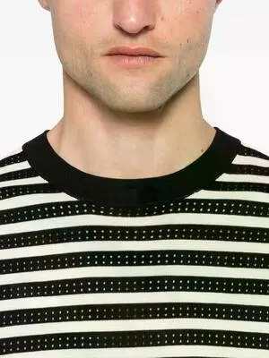 DRYKORN Stripe-pattern Pointelle-knit T-shirt