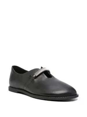 SERGIO MORETTI FIRENZE Metal-bar Leather Loafers