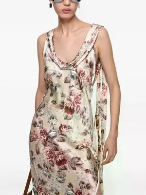 Acne Studios Floral Print Draped Maxi Dress - Neutrals