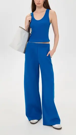 PERFECTWHITETEE Wide Leg Stretch Jersey Pants - Cobalt
