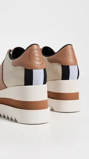 Stella McCartney Salt And Pepper Canvas Platform Sneakers - Ecru