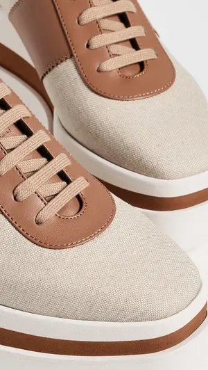 Stella McCartney Salt And Pepper Canvas Platform Sneakers - Ecru