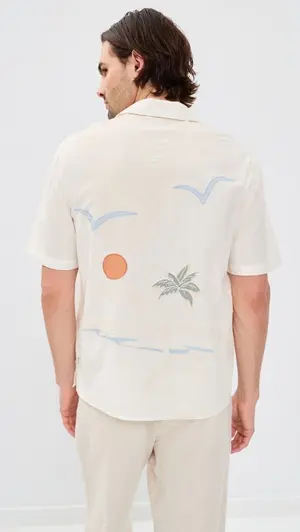 WAX LONDON Summer Applique Didcot Shirt - Ecru