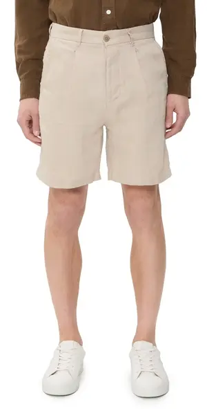 ALEX CRANE Pleated Linen Alta Shorts
