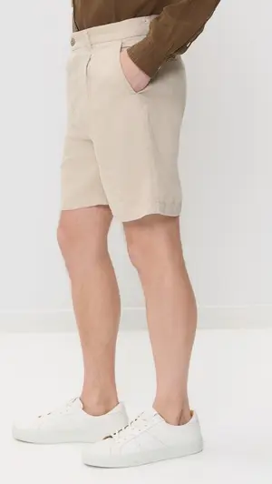 ALEX CRANE Pleated Linen Alta Shorts