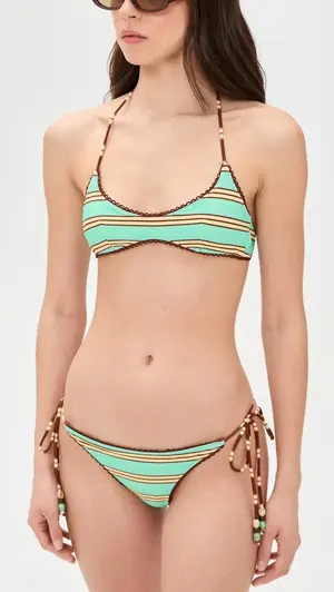 DAMSON MADDER Trudi Reversible Bikini Top With Beaded Details And Scalloped Trim - Multi