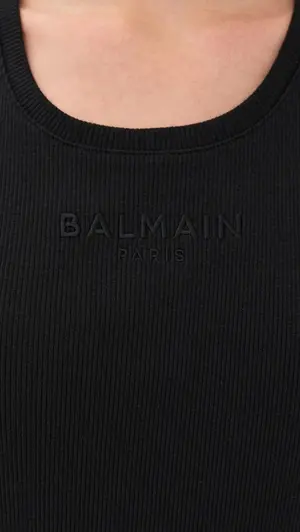 Balmain Embroidered Jersey Tank Top - Noir