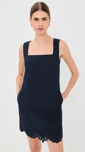 Veronica Beard Shanice Mini Dress With Scalloped Trim