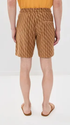 Frescobol Carioca Augusto Jacquard Terry Shorts - Caramel