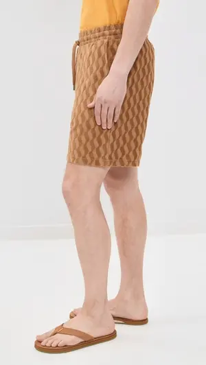 Frescobol Carioca Augusto Jacquard Terry Shorts - Caramel