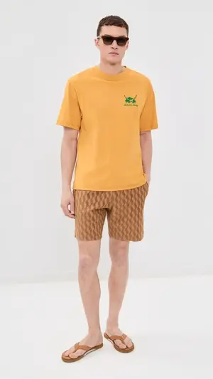 Frescobol Carioca Augusto Jacquard Terry Shorts - Caramel