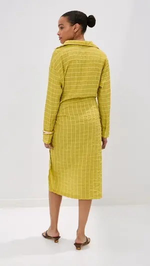 LE BOP Hollis Checked Shirt Dress - Chartreuse