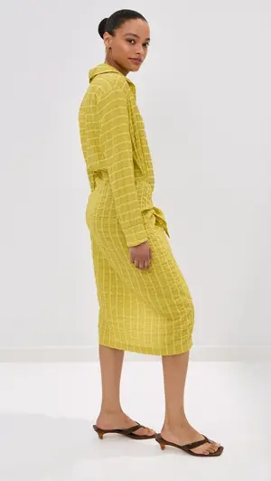 LE BOP Hollis Checked Shirt Dress - Chartreuse
