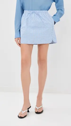 Simkhai Catherine Gingham Check Mini Skirt - Cloud Gingham