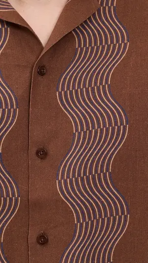 Frescobol Carioca Roberto Duo Cabana Stripe Print Linen Shirt - Brown