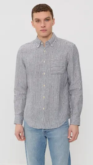 ALEX CRANE Linen Playa Shirt - Lines
