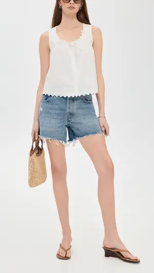 FRAME The Long Hang Denim Shorts
