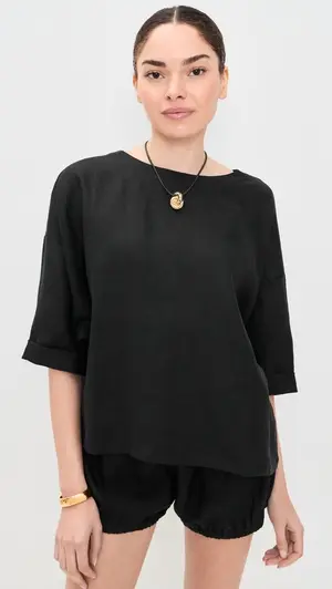 Suzie Kondi Saria Linen Top - Black