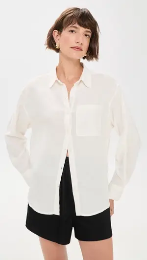 Z Supply Collared Linen Shirt - White