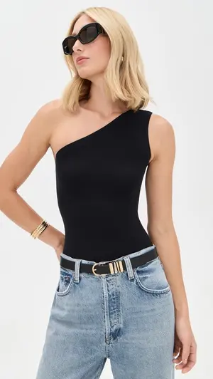 Commando Ballet Shoulder Thong Bodysuit - Black