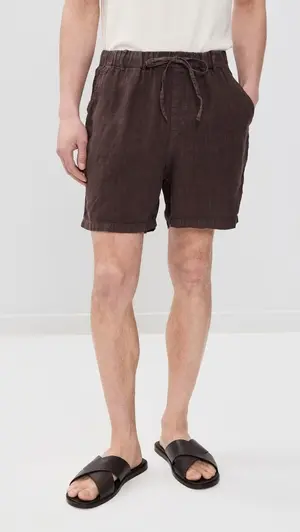BATHER Linen Leisure Shorts - Espresso
