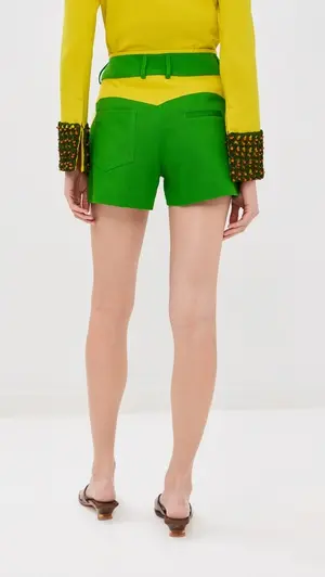 Rosie Assoulin Colorblock High-rise Shorts - Grass Green