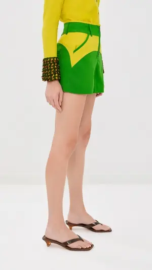 Rosie Assoulin Colorblock High-rise Shorts - Grass Green