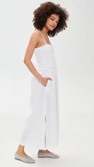 Splendid Kenzie Geo Eyelet Maxi Dress - White