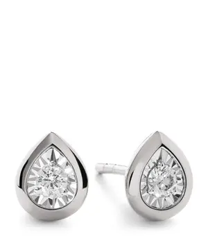 Monica Vinader Sterling And Diamond Stud Earrings - Silver