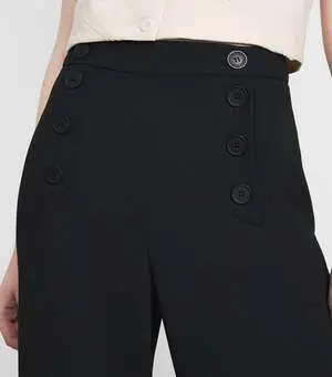Claudie Pierlot Buttoned Wide-leg Tailored Trousers - Black